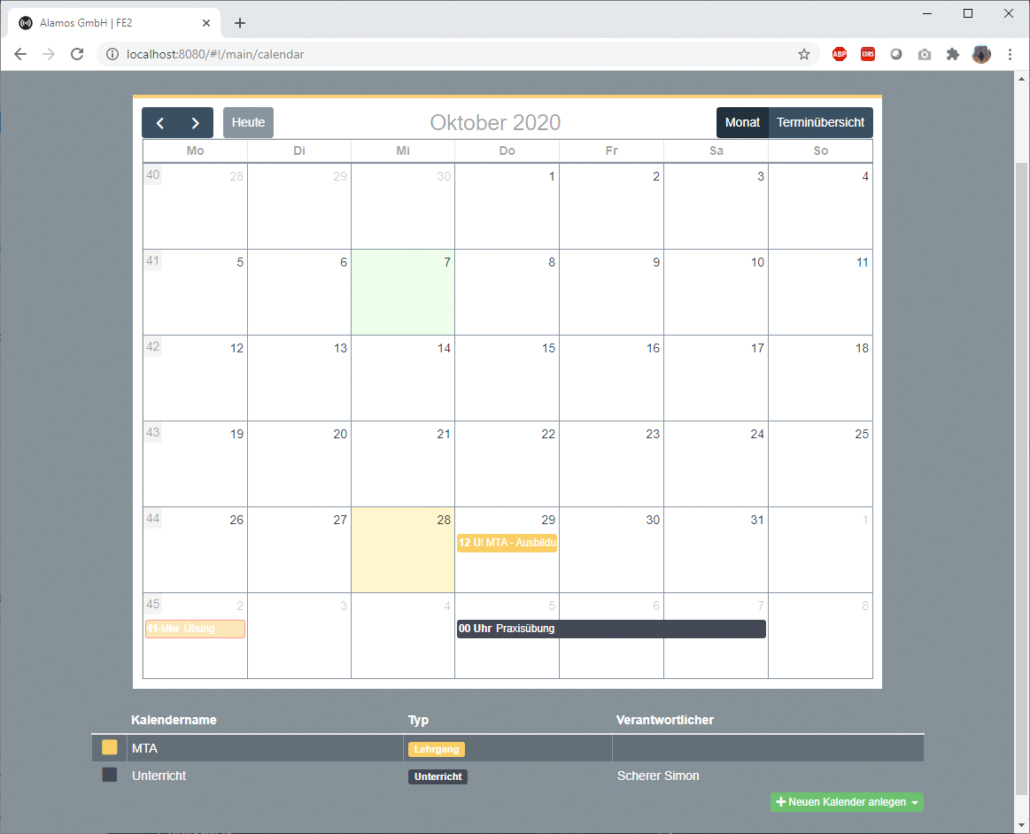 Plattform zur Verwaltung v. Terminen & Übungen | Alamos GmbH